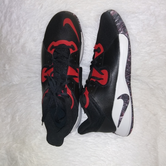 Nike | Shoes | Nike Flyby Mid Black Red White Men Basketball Sho | Poshmark